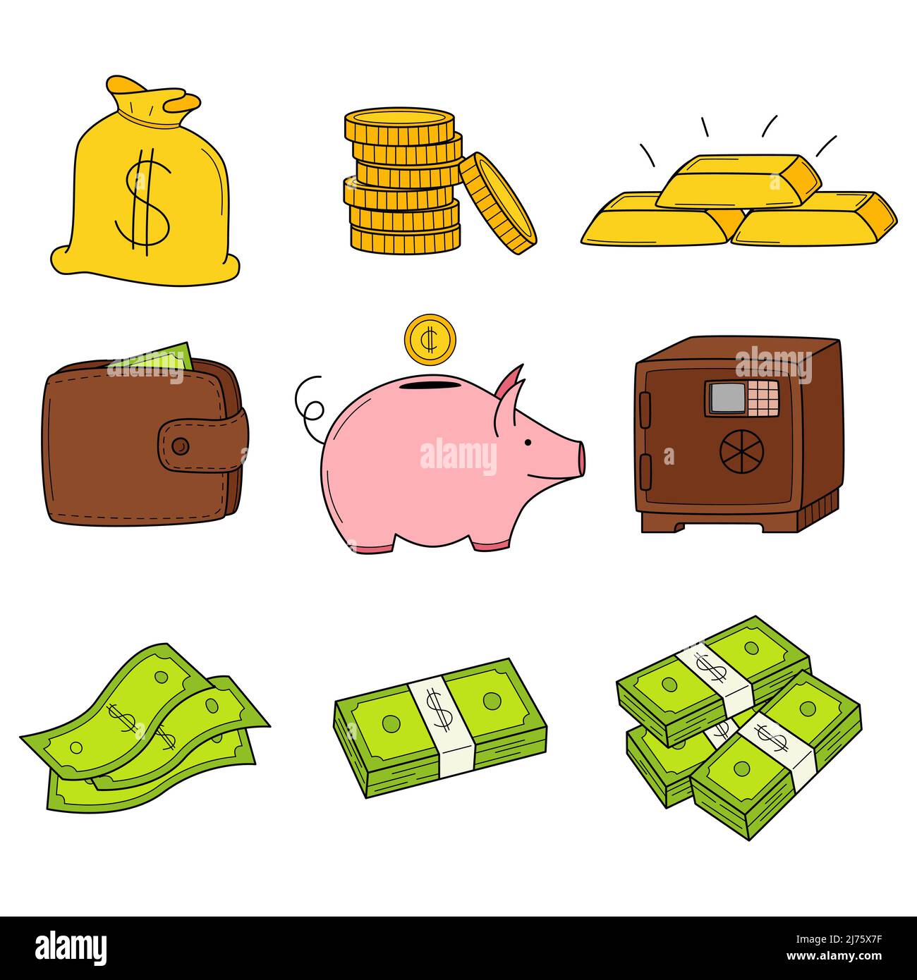 Doodle piggy bank icon Stock Vector Images - Alamy
