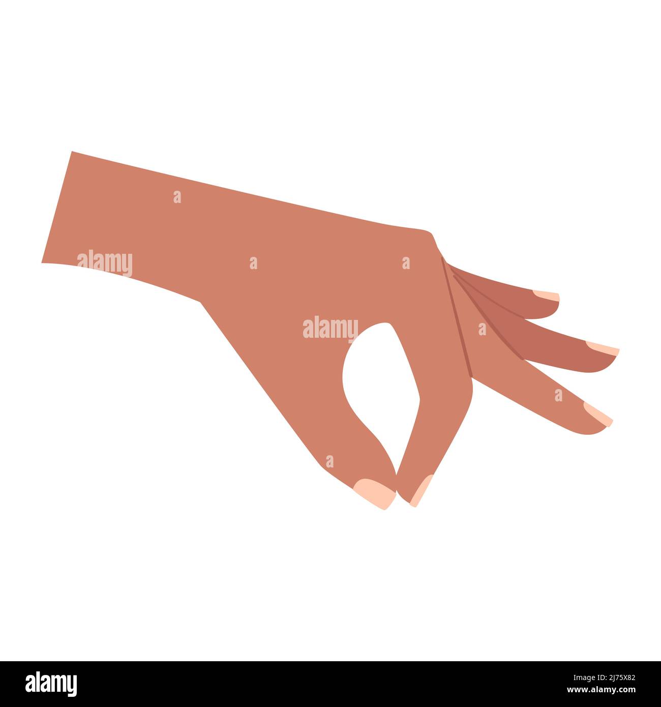 A human hand. Pinch gesture. Holding something hanging. Color vector ...