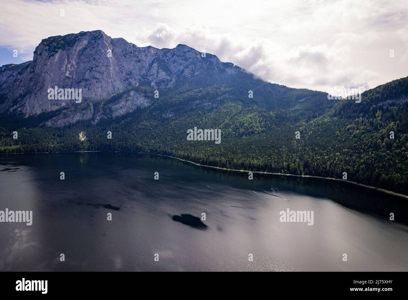 Aerial view over Lake Altaussee in Austria Stock Photo - Alamy