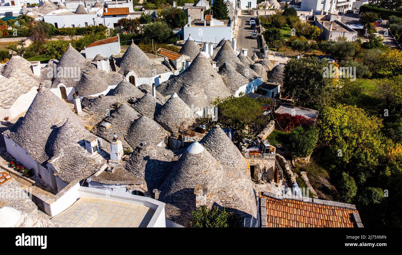 The famous Trulli houses of Alberobello, a popular town in Italy Stock ...