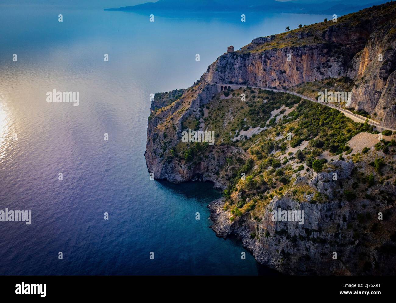 Amazing blue water of the Mediterranian sea at the coast of Italy Stock ...