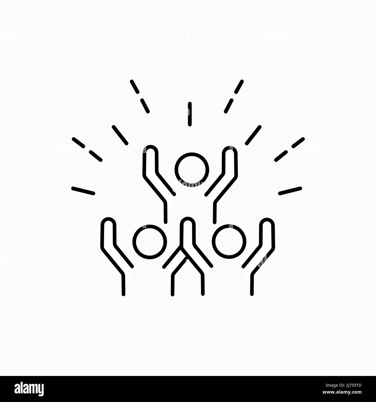 Three happy motivated people line style logo. Group of people. Teamwork ...