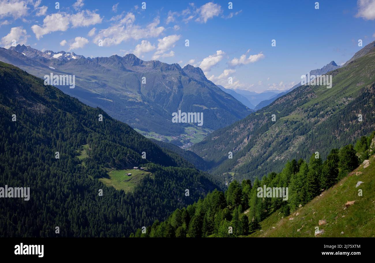 Panoramic view over the mountains in the austrian alps hi-res stock ...