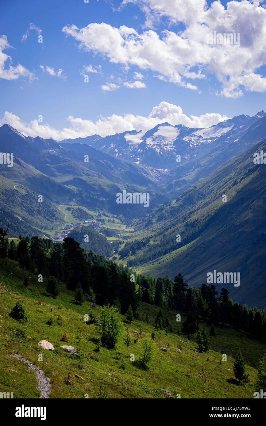 Panoramic view over the mountains in the austrian alps hi-res stock ...
