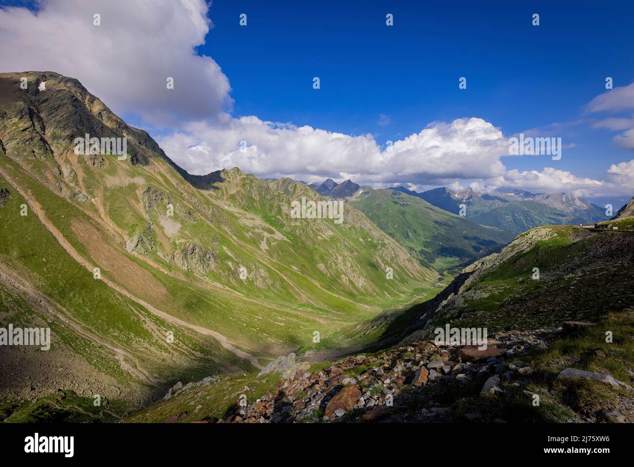 Mountain landscape around the Timmelsjoch High Alpine Road in the ...