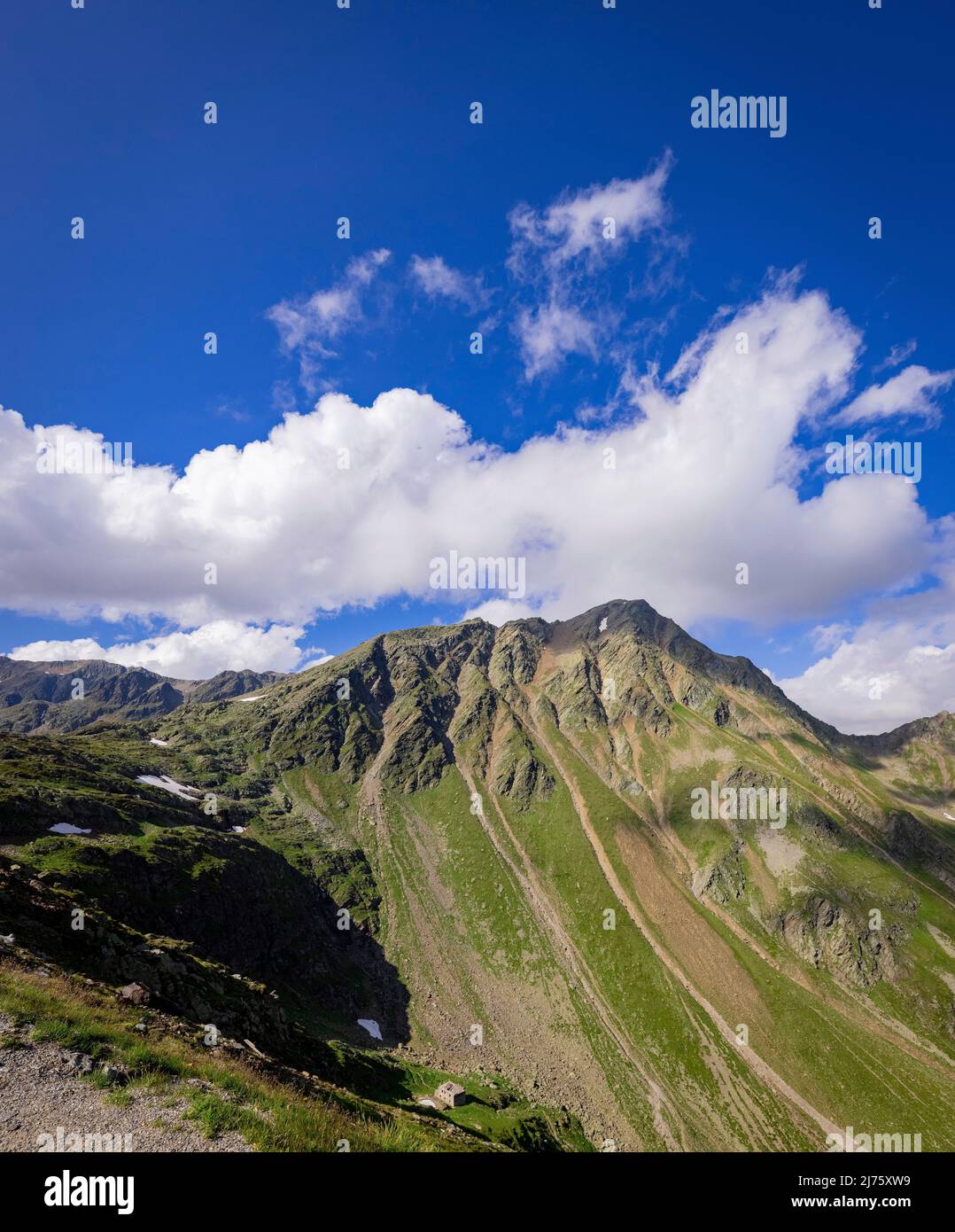 Mountain landscape around the Timmelsjoch High Alpine Road in the ...