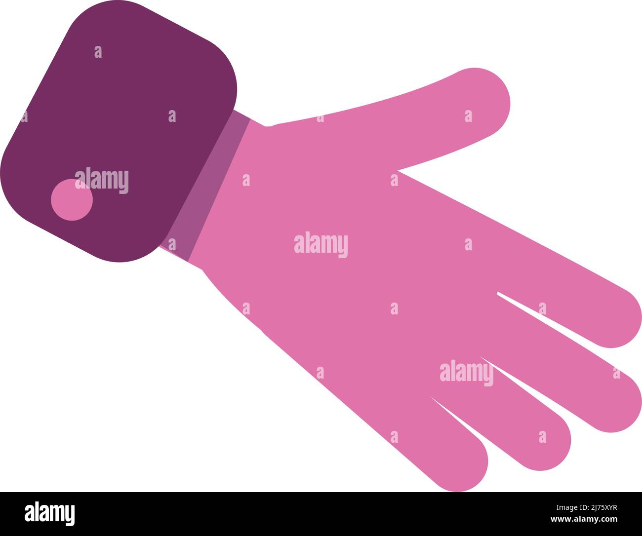 Pink hand stretching for handshake deal semi flat color vector object ...
