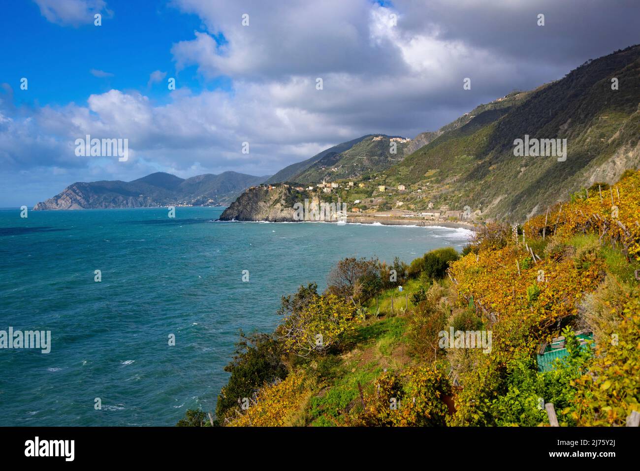 Beautiful coast of cinque terre in italy on sunny day hi-res stock ...