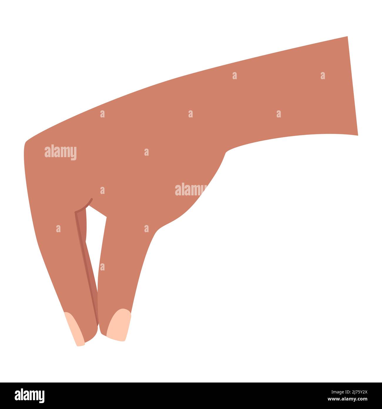 A human hand. Pinch gesture. Holding something hanging. Color vector ...