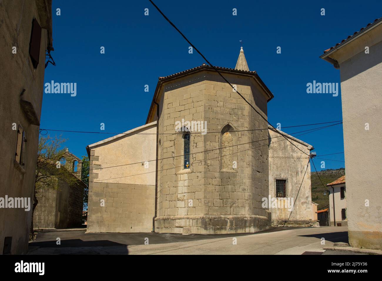 A street in the historic medieval village of Roc near Buzet in Istria ...
