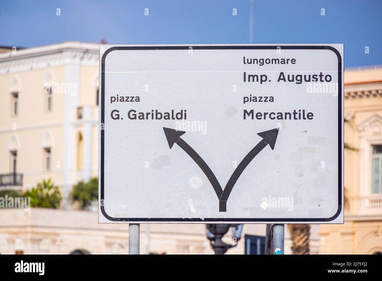 Direction signs in the city of Bari Italy Stock Photo - Alamy