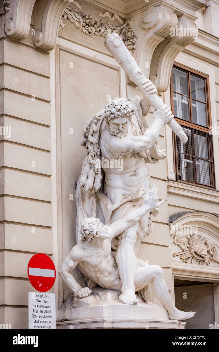 The Vienna Hofburg, the most famous landmark of the city, facade ...