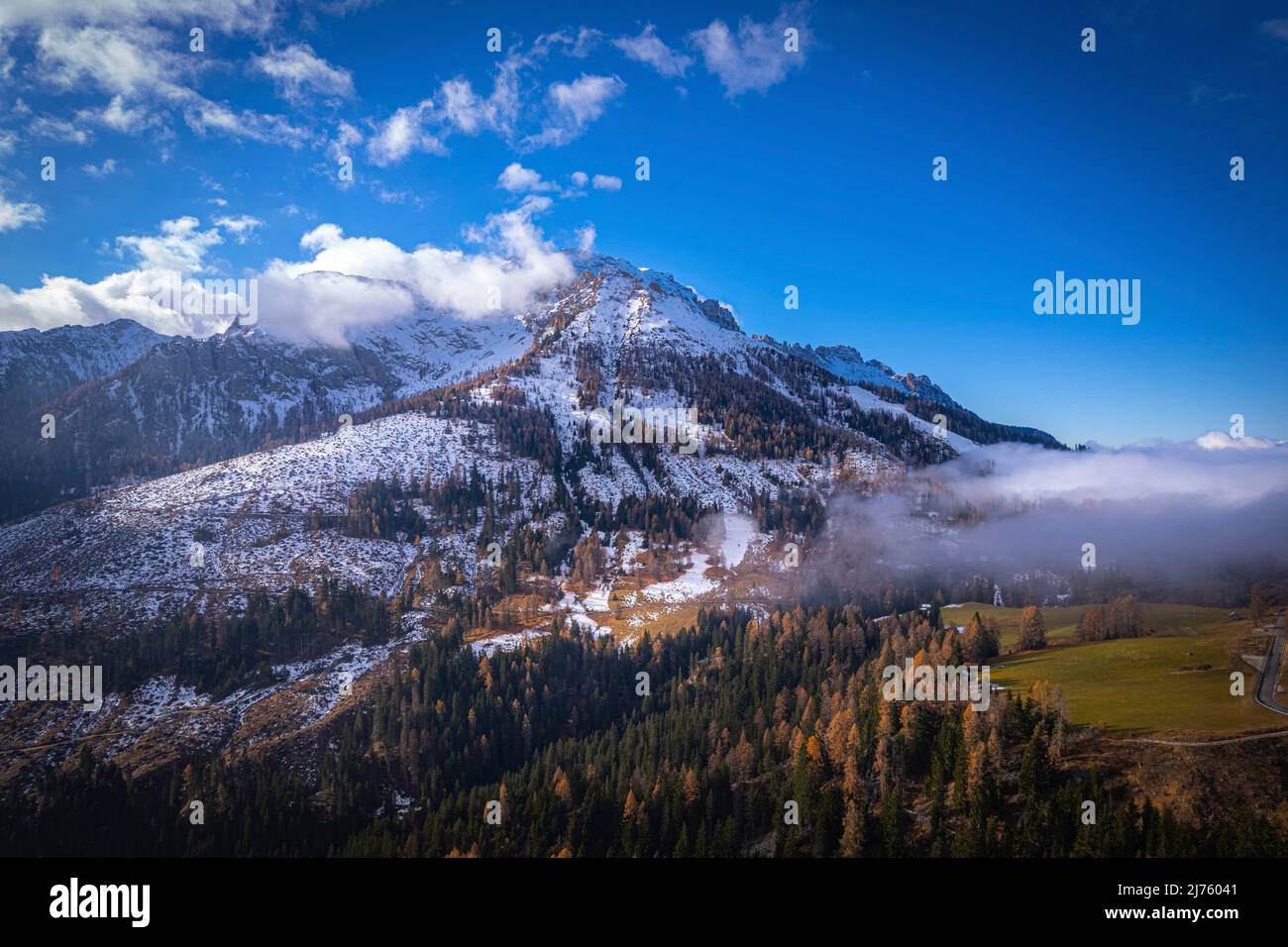 The Dolomites in winter at the Italian Alps are a Unesco World Heritage ...