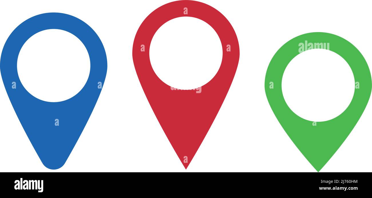 Map pin icon set. Location display on a map. Editable vector Stock ...
