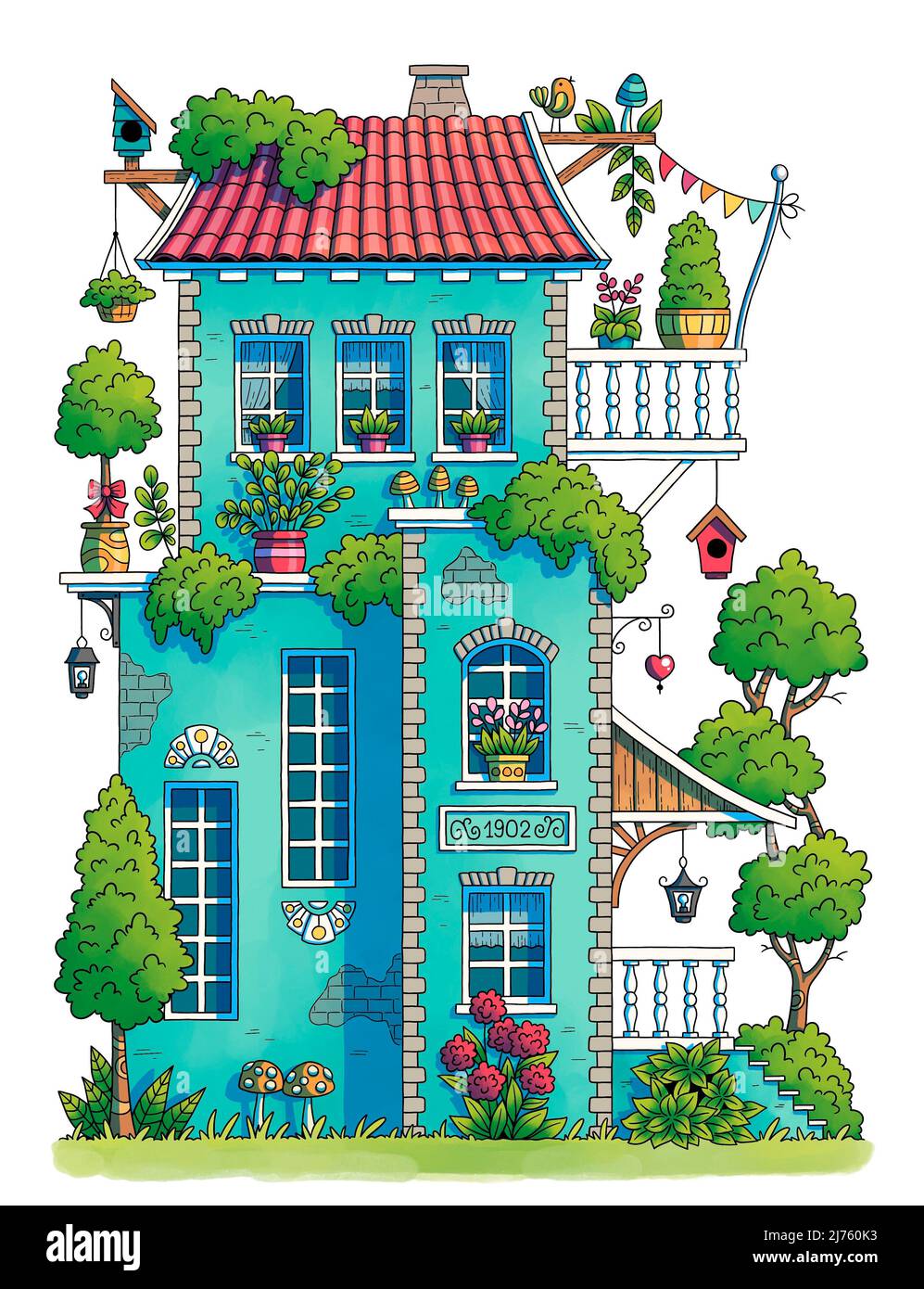 Tree bird house cartoon Cut Out Stock Images & Pictures - Alamy