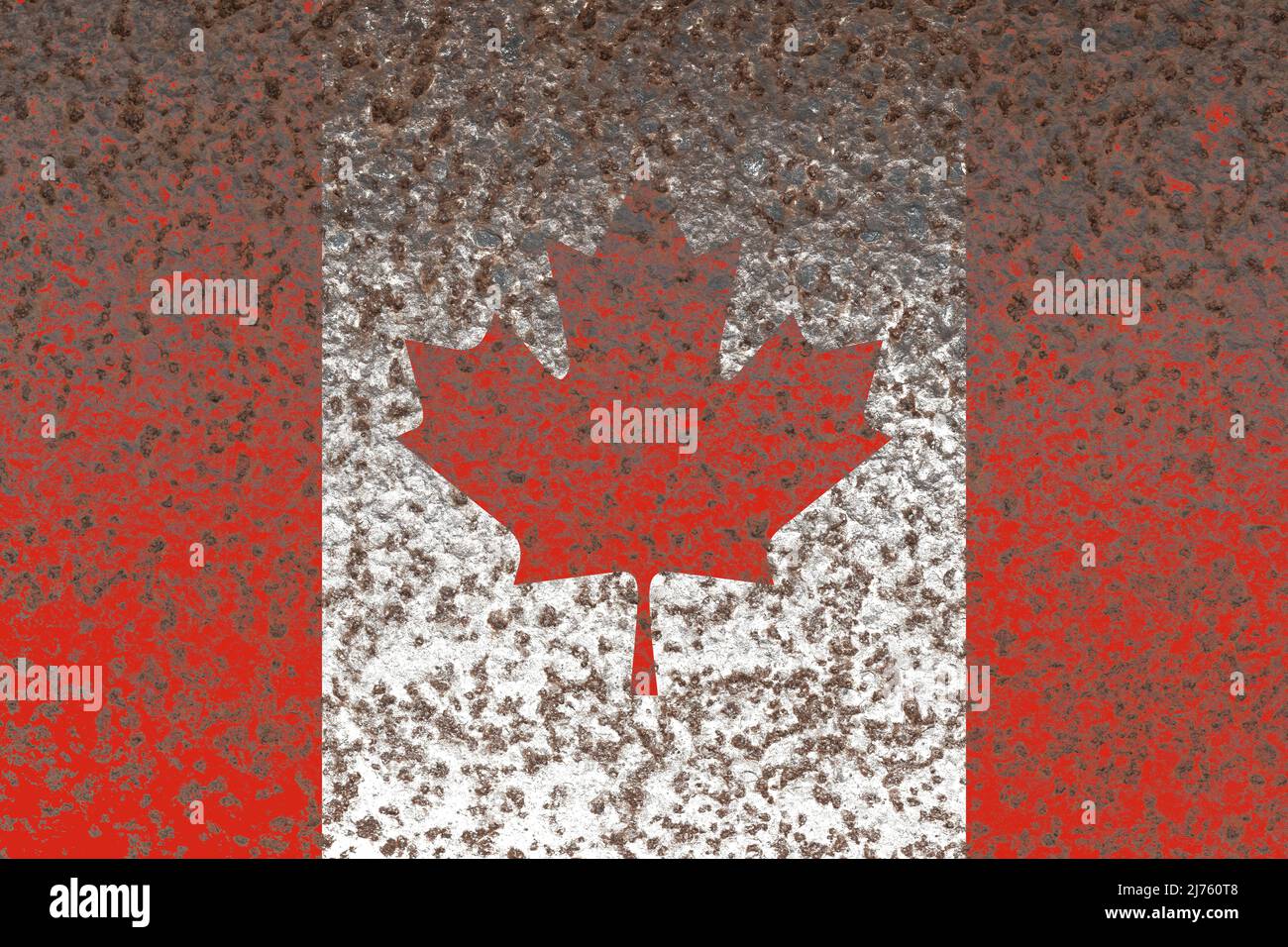 Canada flag on a rusty old iron metal sheet Stock Photo - Alamy