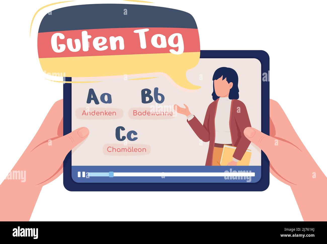 Student learns German language with professional teacher online semi ...