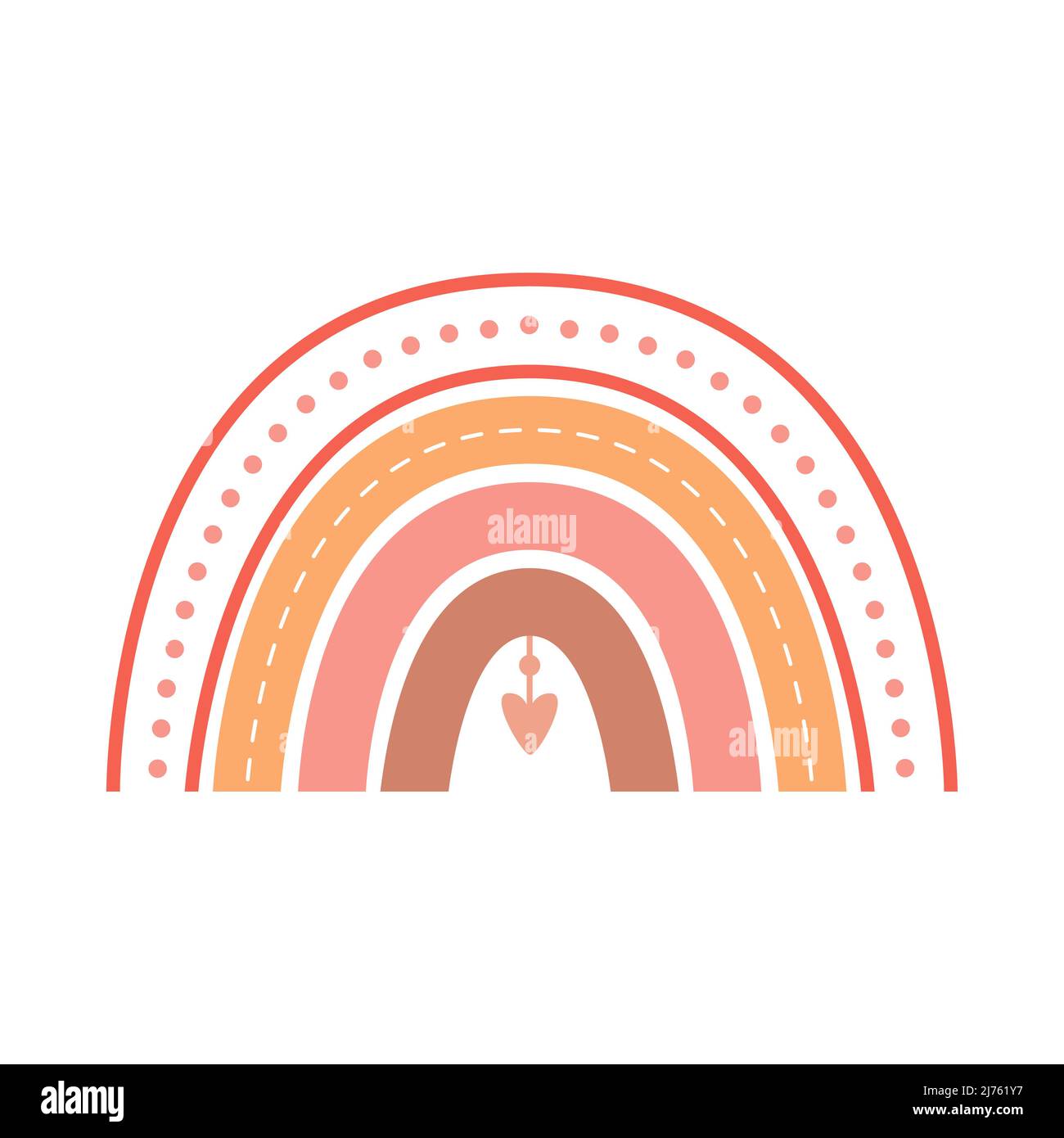 Cute boho rainbow with hearts, twigs and boho elements. Decorative ...