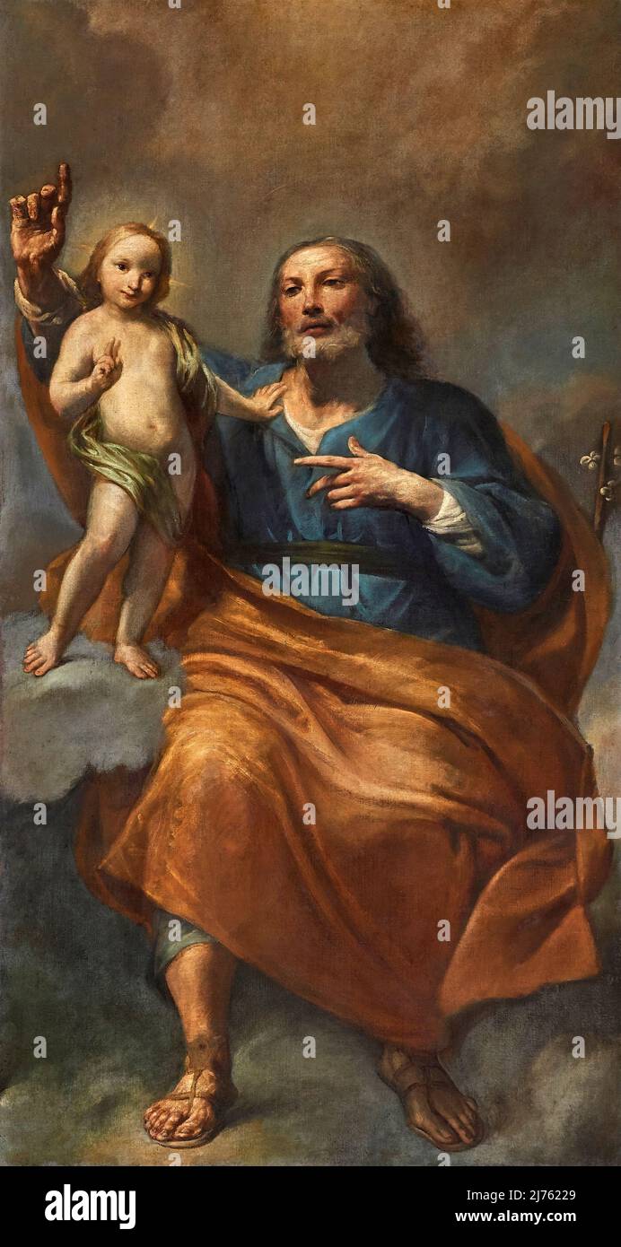 San Giuseppe col Bambino, la paternità legale - olio su tela - Giuseppe ...