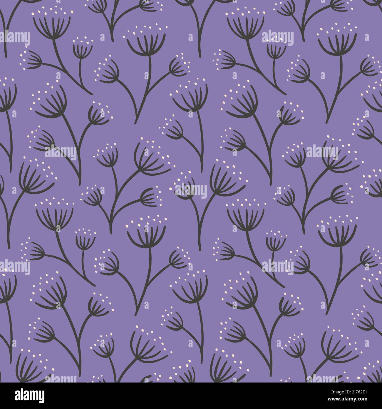 Seamless floral pattern. Violet background with stylised plants ...