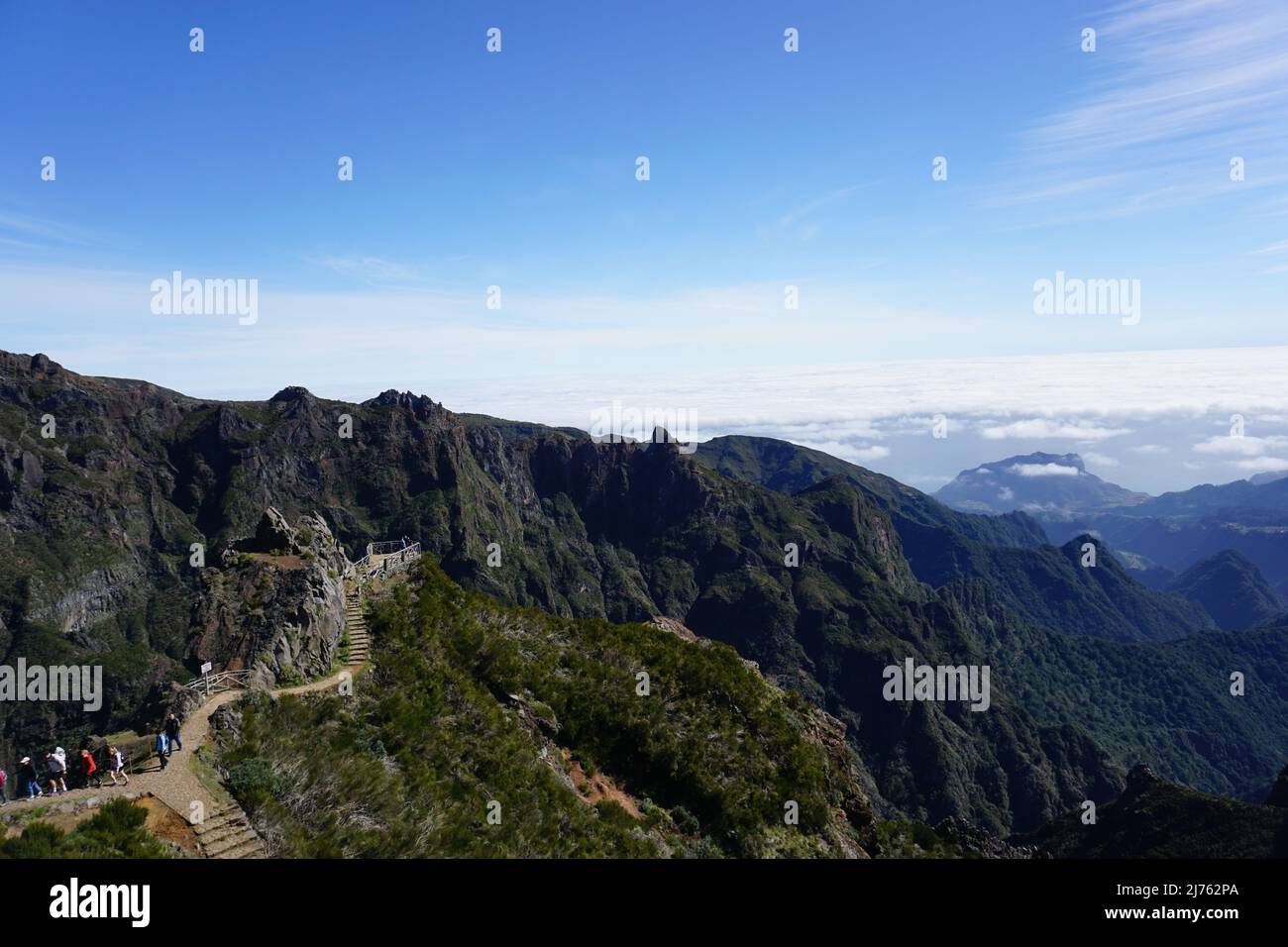 Rural hiking trail from Pico Ruivo to Pico Arieiro through the volcanic ...