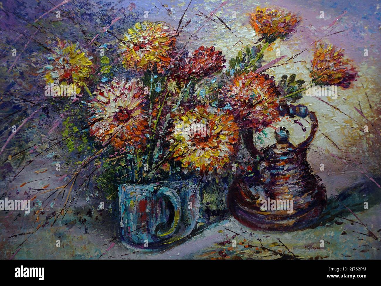 Art oil painting flowers , abstract , design , vegetation , natural ...