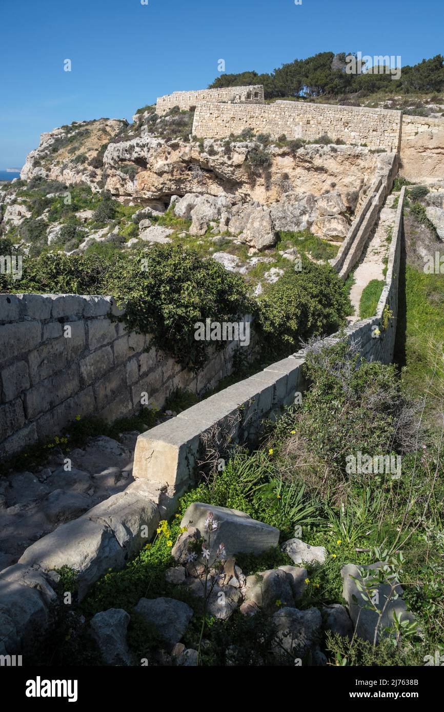 Bingemma Gap fortifications on the Victoria Lines, Malta Stock Photo ...