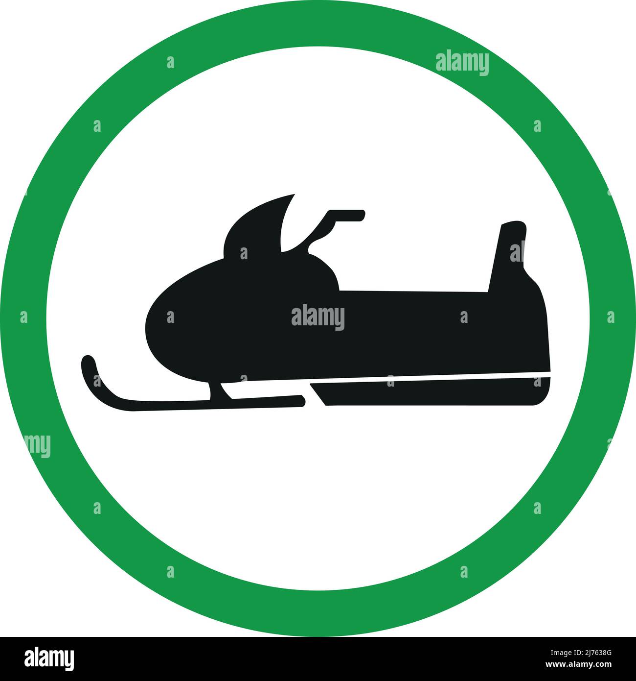 Snowmobile Route sign. Green circle background. Road signs and symbols ...