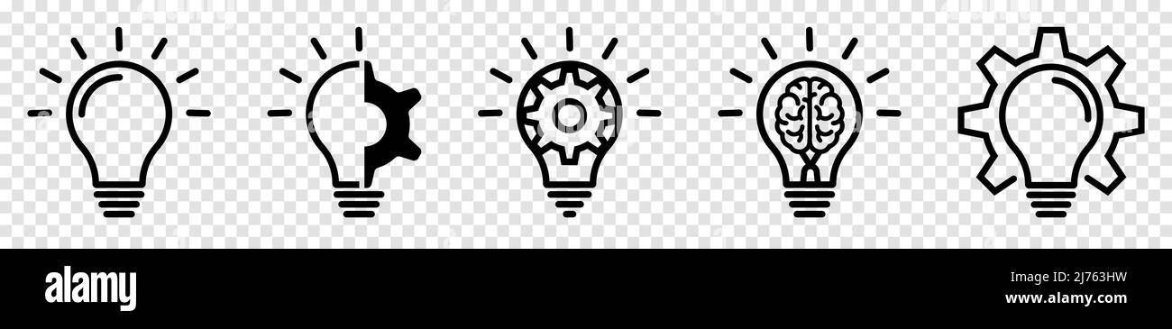 Set of innovation icons. Light bulbs. Vector illustration isolated on ...