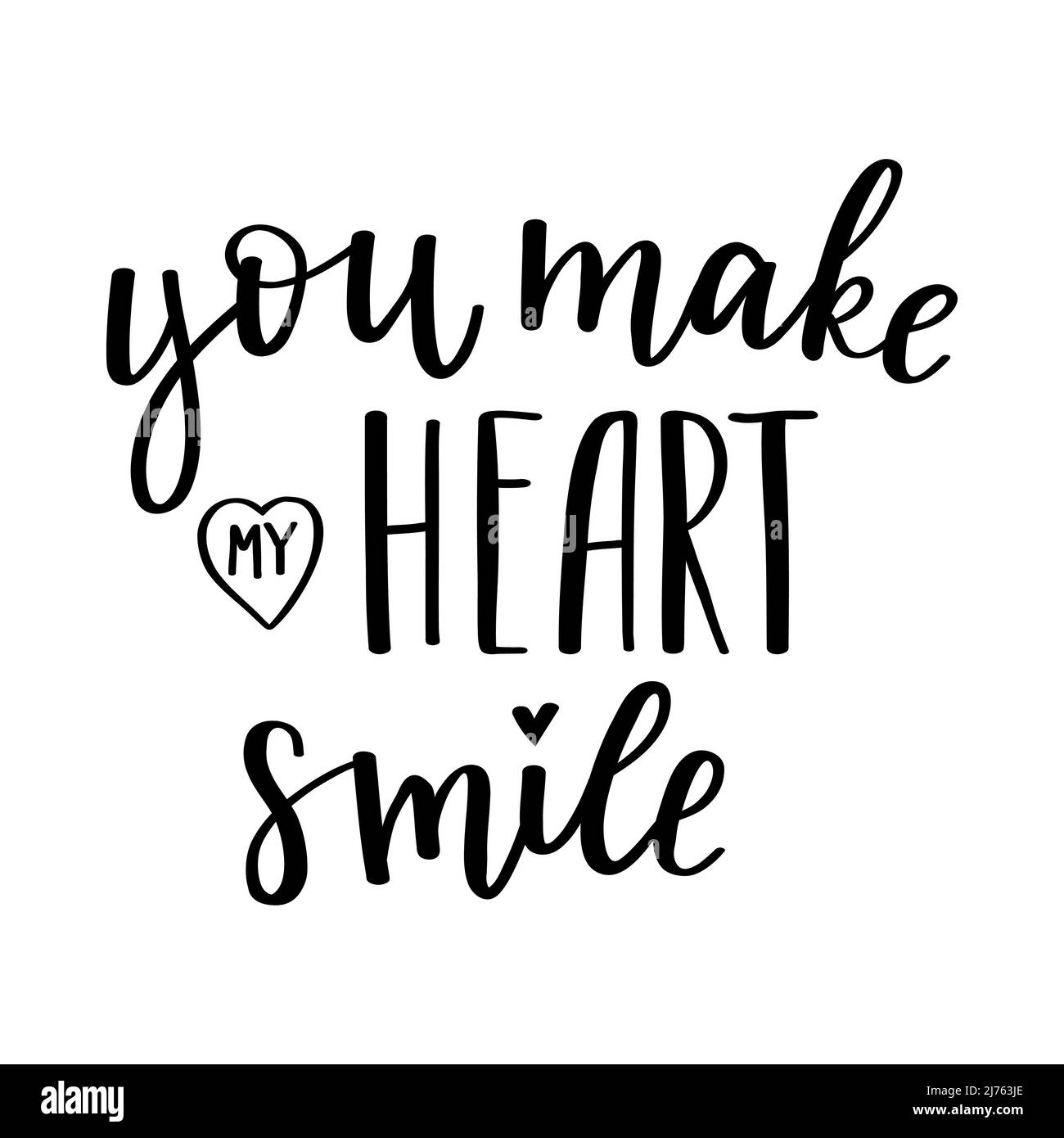 Smile word lettering design Black and White Stock Photos & Images - Alamy