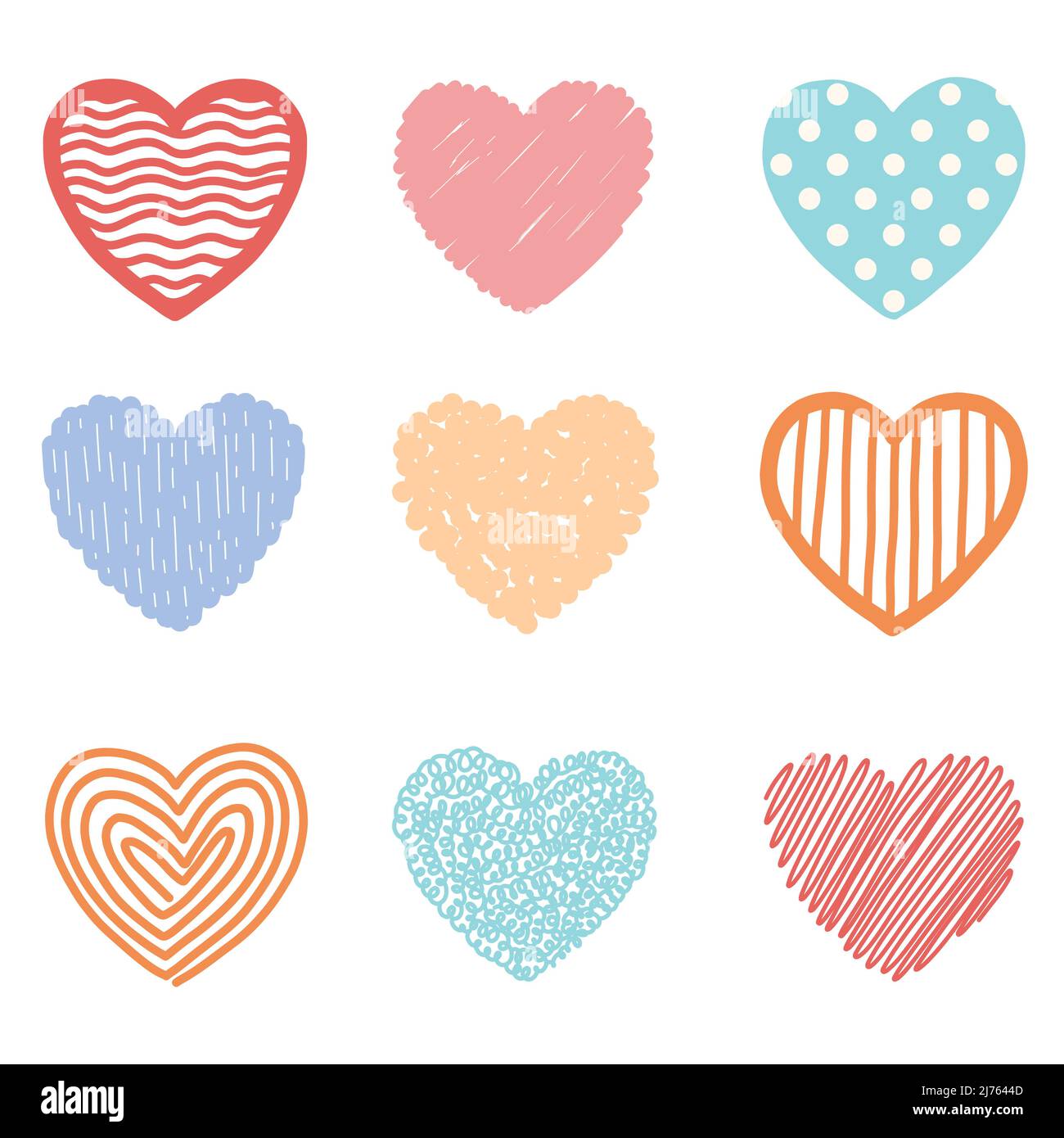 Set of different doodle heart, vector illustration Stock Vector Image ...