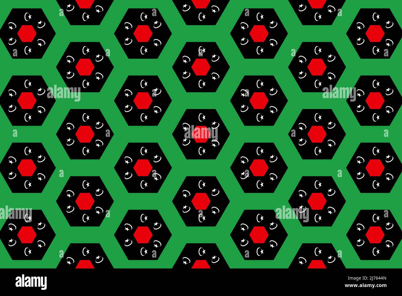 Geometric pattern in the colors of the national flag of Libya. The ...