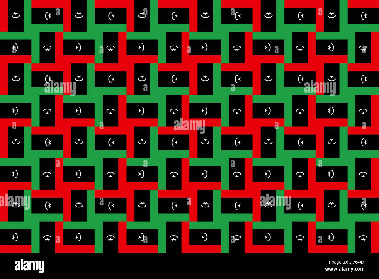Geometric pattern in the colors of the national flag of Libya. The ...