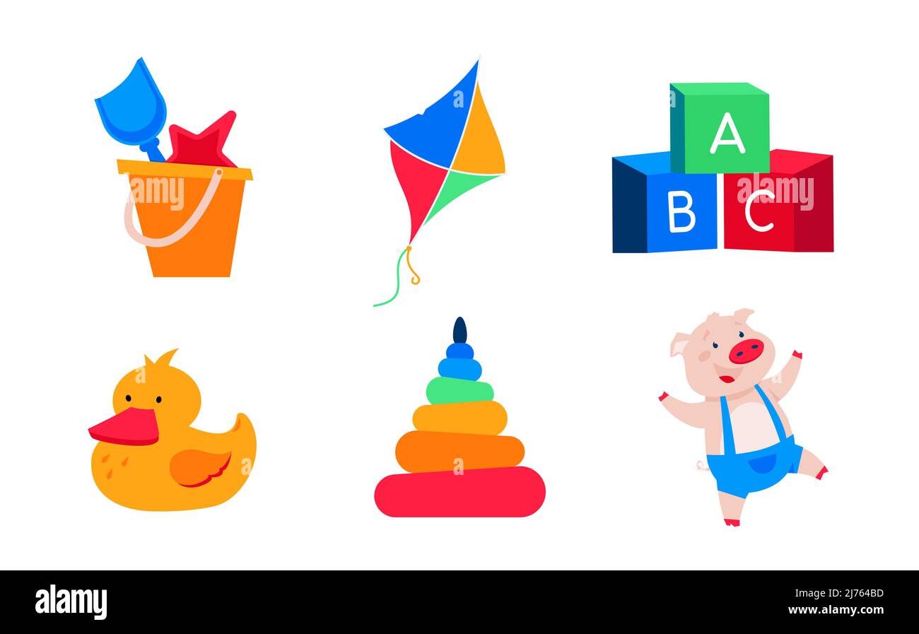 Kindergarten and preschool - flat design style icons set Stock Vector ...