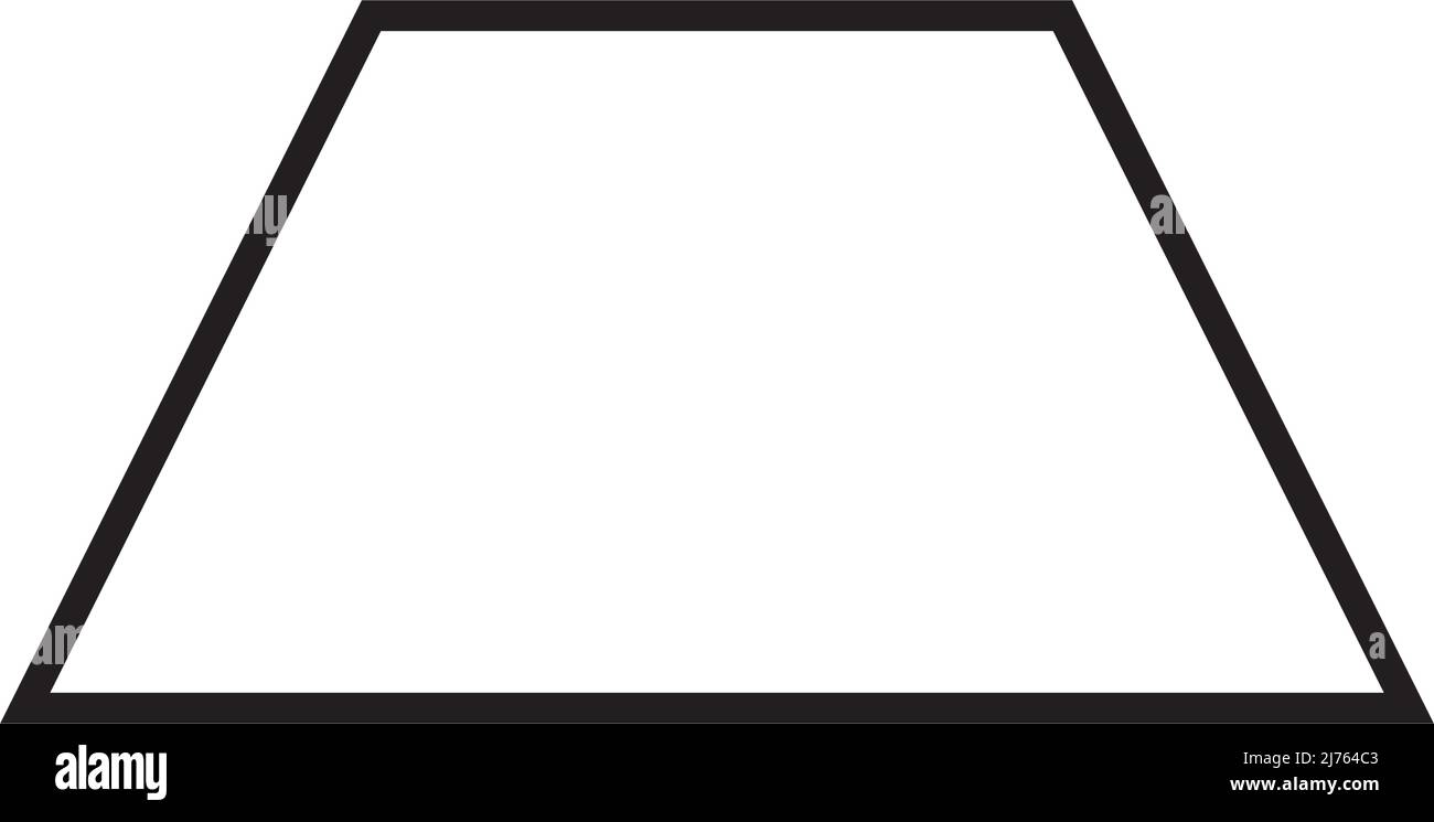 Trapezoid or Trapezium symbol shape vector icon outline stroke for ...