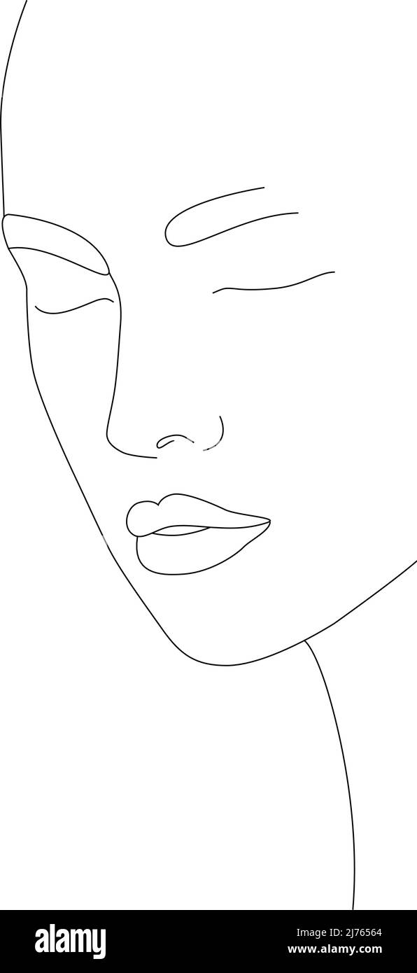 Continuous line, drawing faces, the concept of fashionable minimalism ...