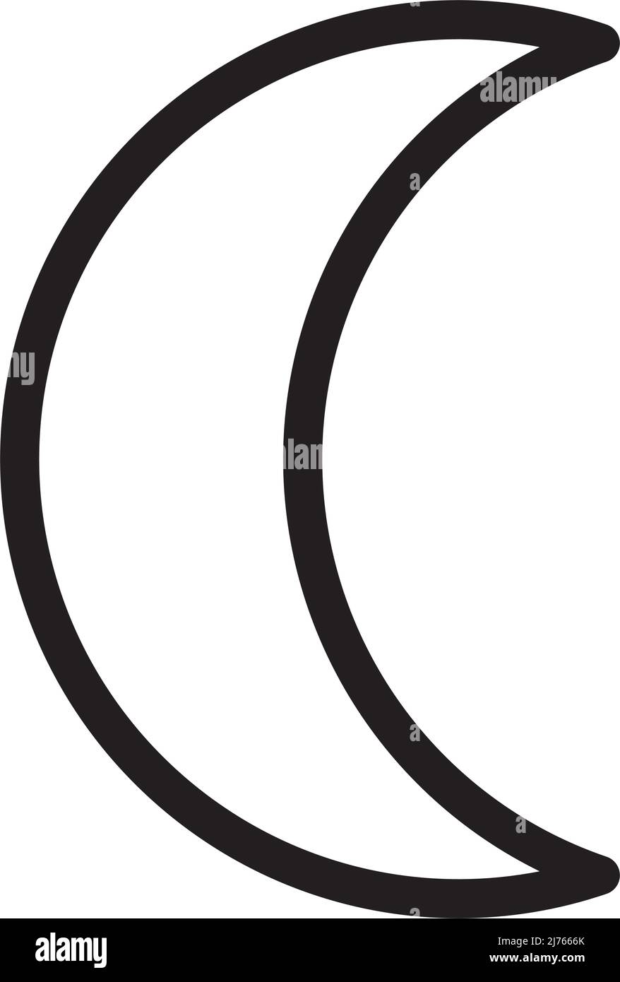Crescent symbol shape vector icon outline stroke for creative graphic ...