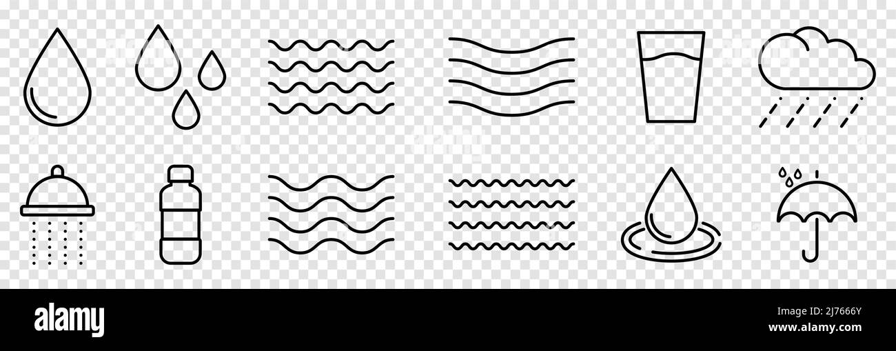Water line icons. Vector illustration isolated on transparent ...