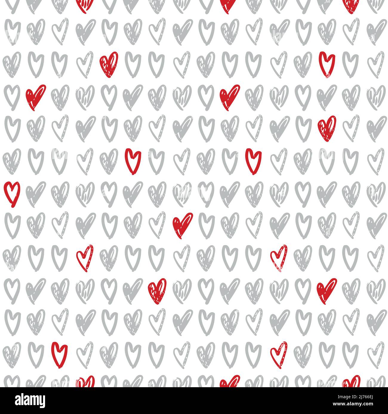 Vector seamless doodle heart pattern, polka dot hand drawn with hearts ...