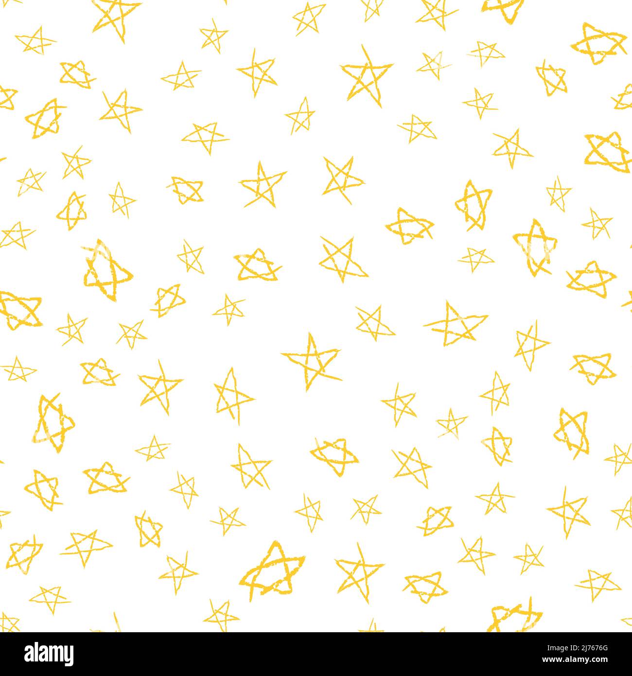 Vector doodle Star Seamless Pattern. Background of yellow crayon stars ...