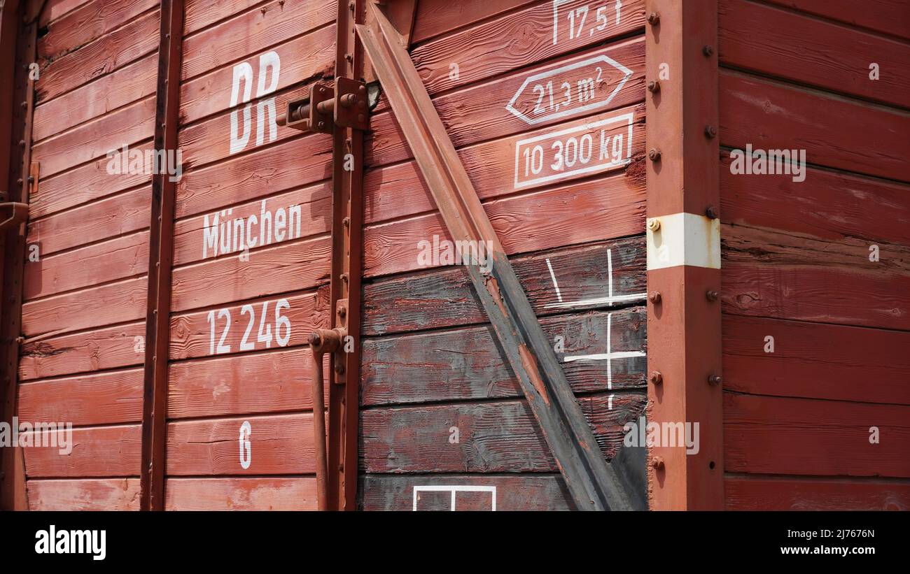 Netanya, Israel - 19 April 2019:Historic, original train wagon used to ...