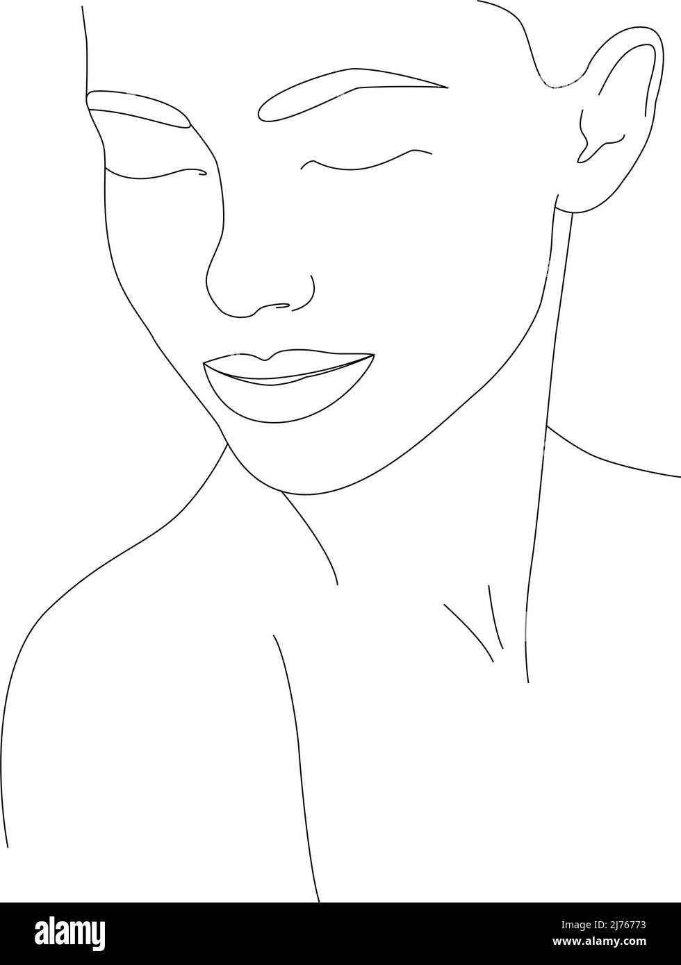 Abstract Art Of A Woman's Face Line. Portrait in boho style. Portrait ...