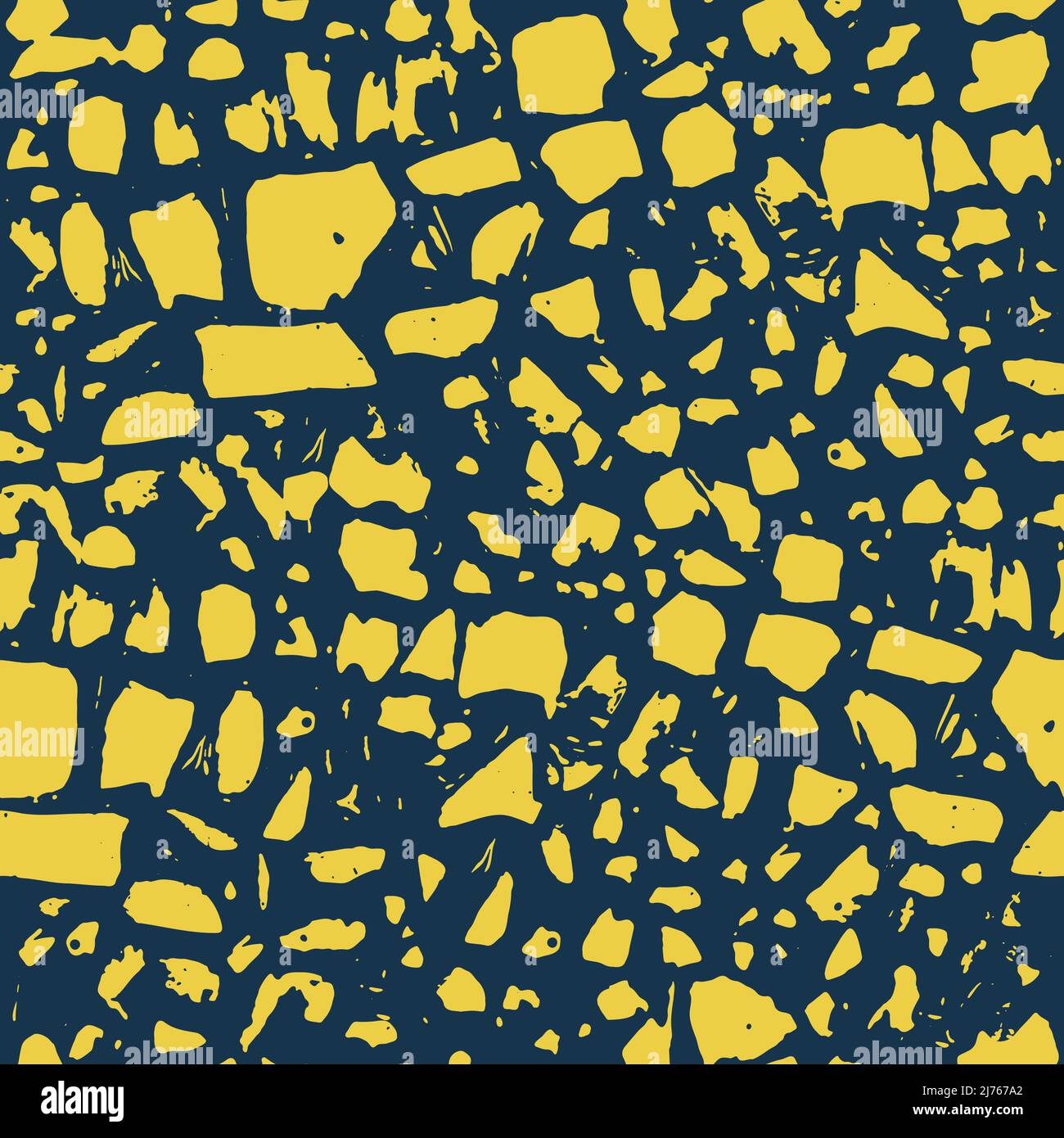 Terrazzo flooring vector seamless pattern in blue and yellow. Texture ...
