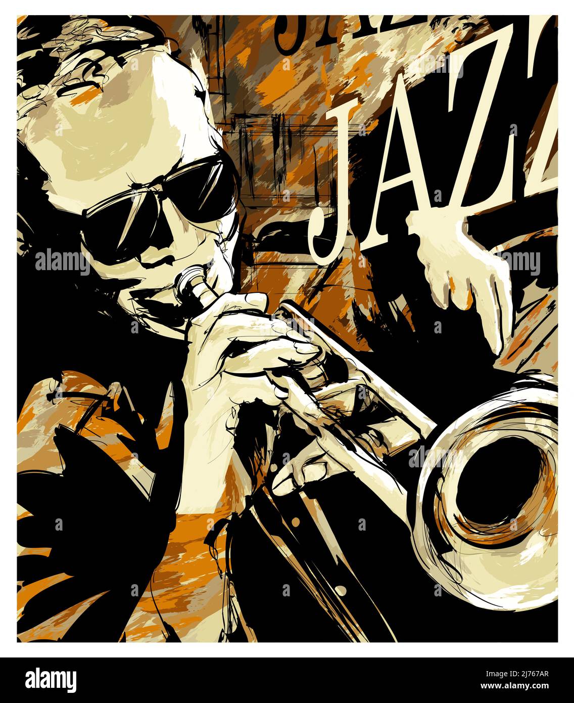 Jazz trumpet player - vector illustration Stock Vector Image & Art - Alamy