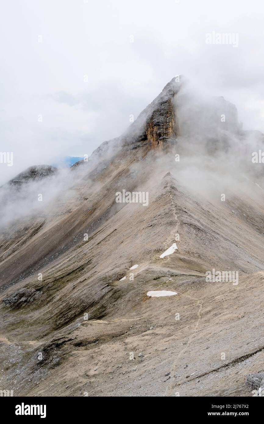 The inhospitable alpine landscape in the Karwendel, on the Hinterau ...