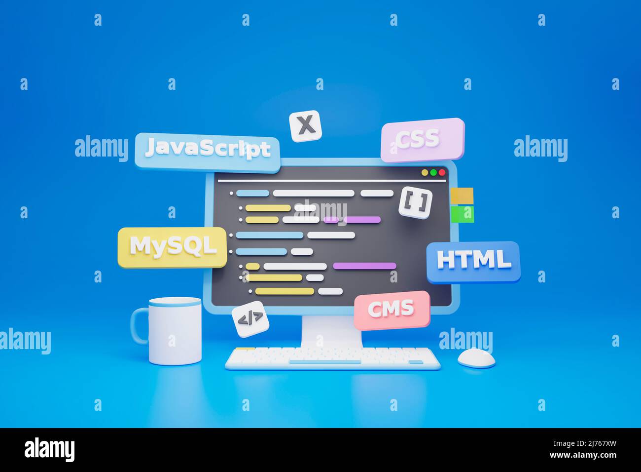 Front end development concept, 3d render Stock Photo - Alamy