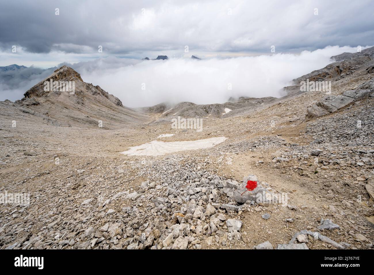 The inhospitable alpine landscape in the Karwendel, on the Hinterau ...