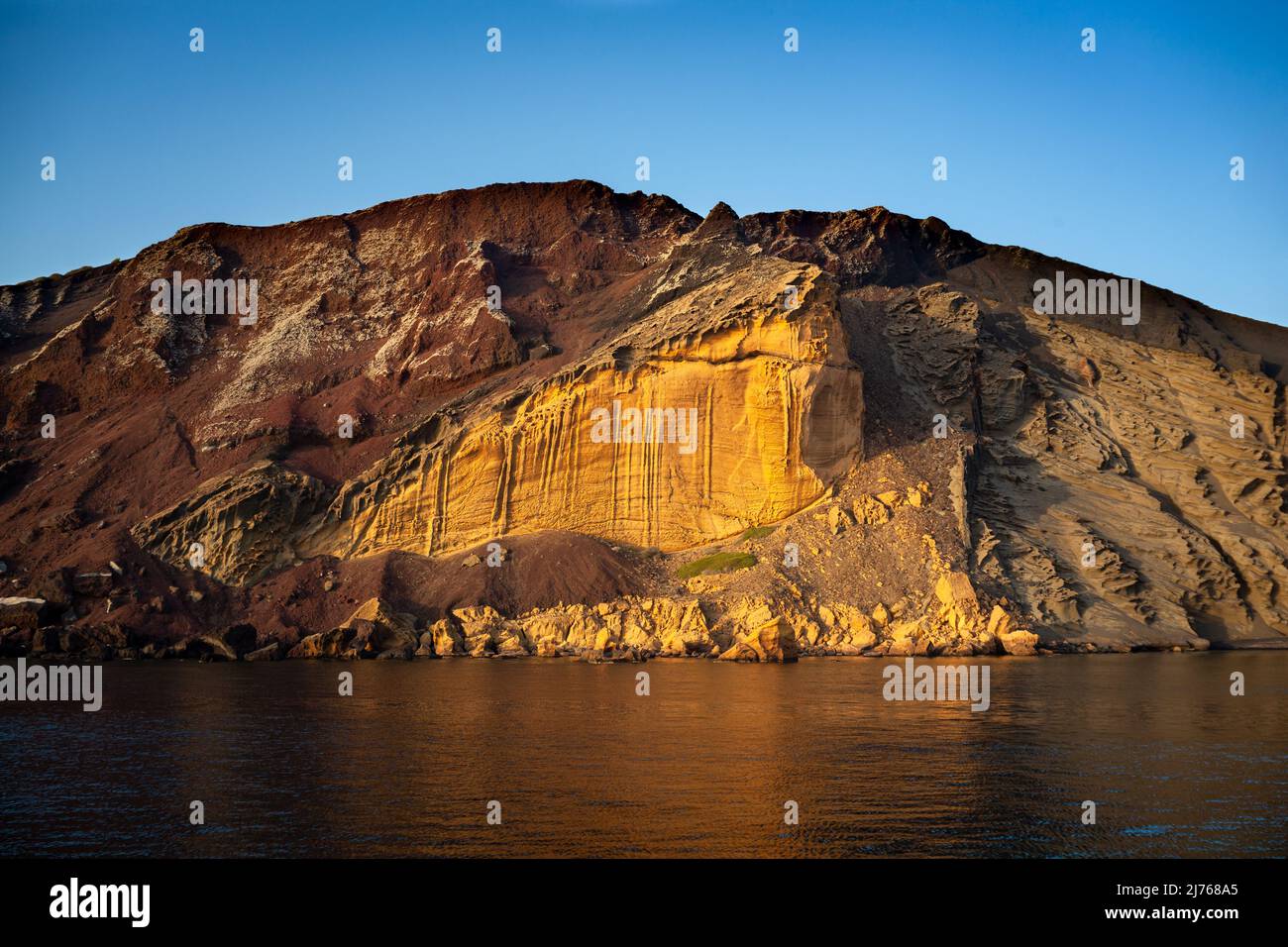 View of the Linosa volcano called Monte Nero in the beach of Cala ...