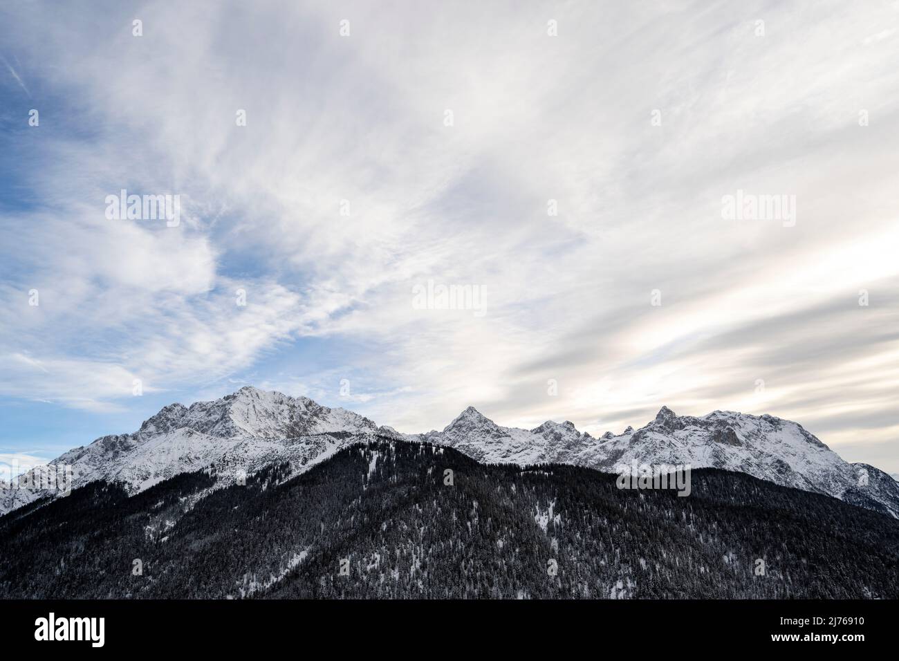 The Karwendel, the northern Karwendel range above Mittenwald in winter ...