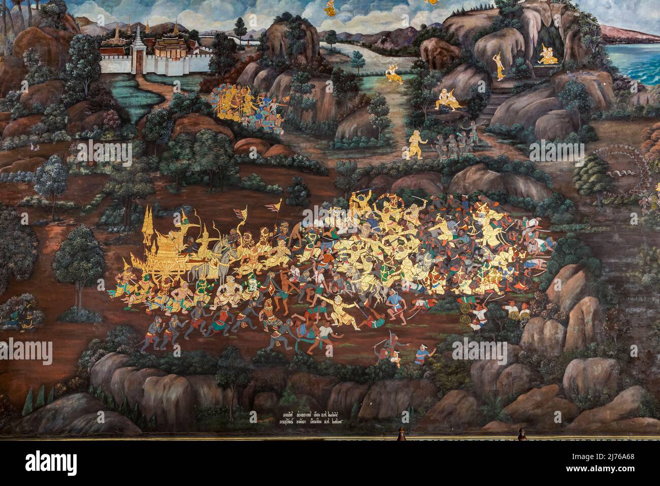 Wall painting, scenes from the heroic epic Ramakien, Royal Palace ...